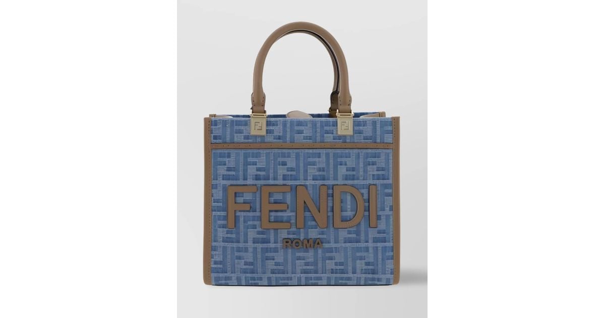 Fendi Sunshine Jacquard Shoulder Bag in Blue | Lyst