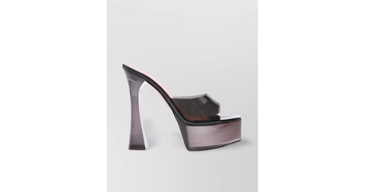 AMINA MUADDI Sculpted Heel Pvc Mules With Transparent Strap in Black | Lyst