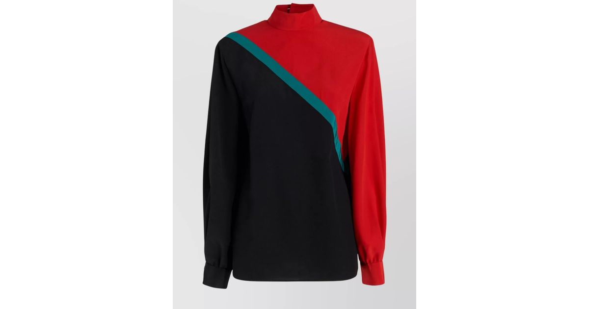 Gucci Block Design High Neck Long Sleeve Tops in Red | Lyst UK