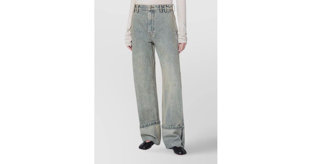 Entire studios Wide Leg Jeans Washed Effect in Gray | Lyst