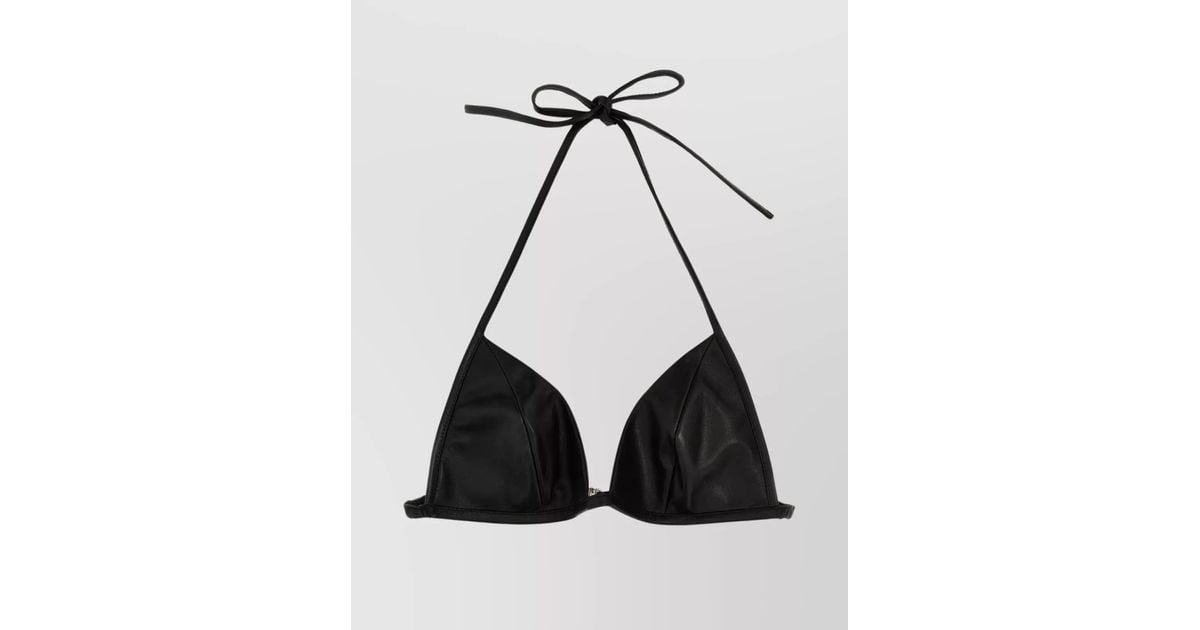 Rick Owens Leather Halter Neck Bra With Ruffle Trim in Black | Lyst