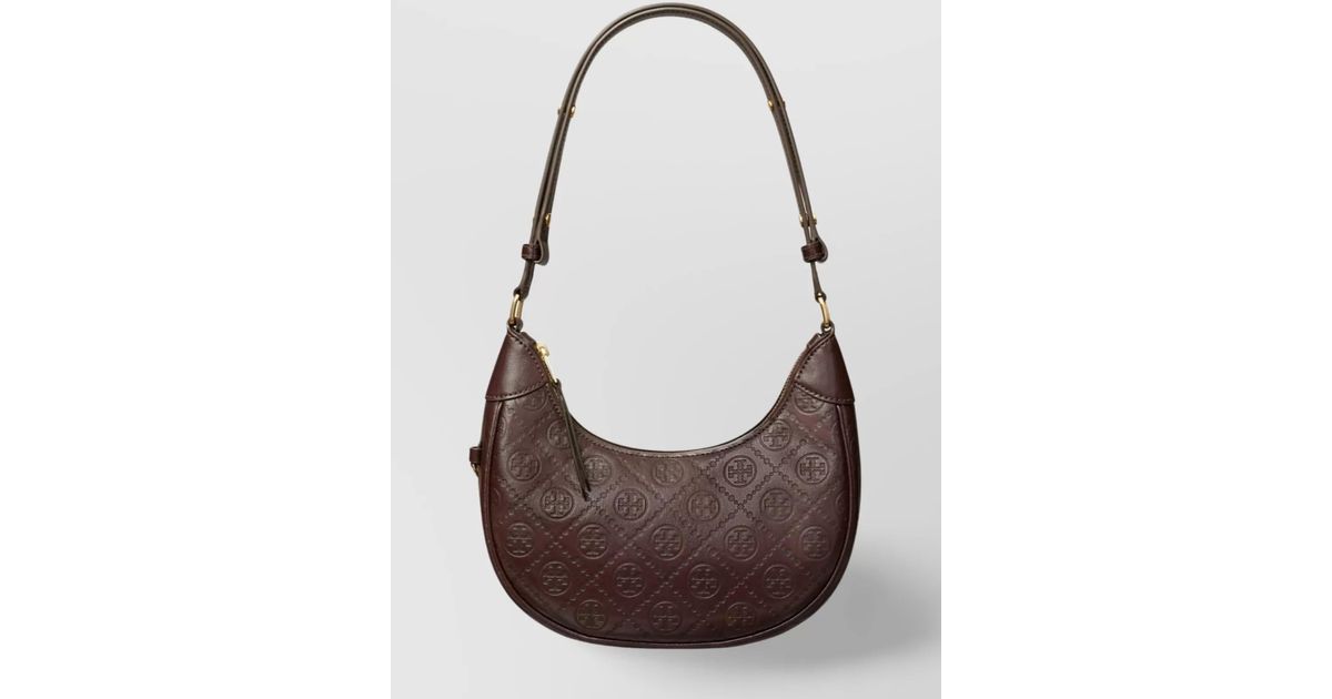 Tory Burch Monogram Crescent Shoulder Bag in Brown | Lyst