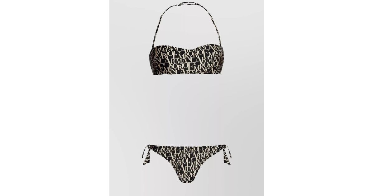 Emporio Armani Logo Bandeau Bikini Set in Gray | Lyst