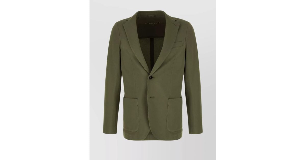 Circolo 1901 Stretch Cotton Blazer With Notch Lapel in Green for Men ...
