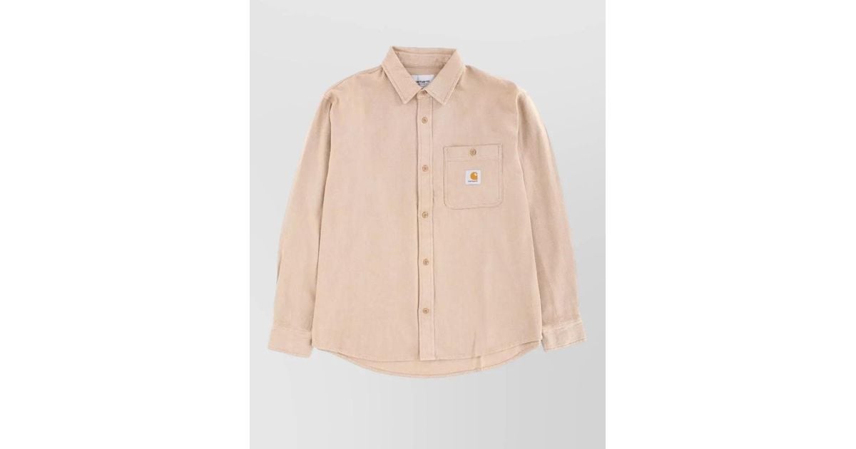 Carhartt Long Sleeve Shirt Curved Hem Design in Natural for Men | Lyst UK