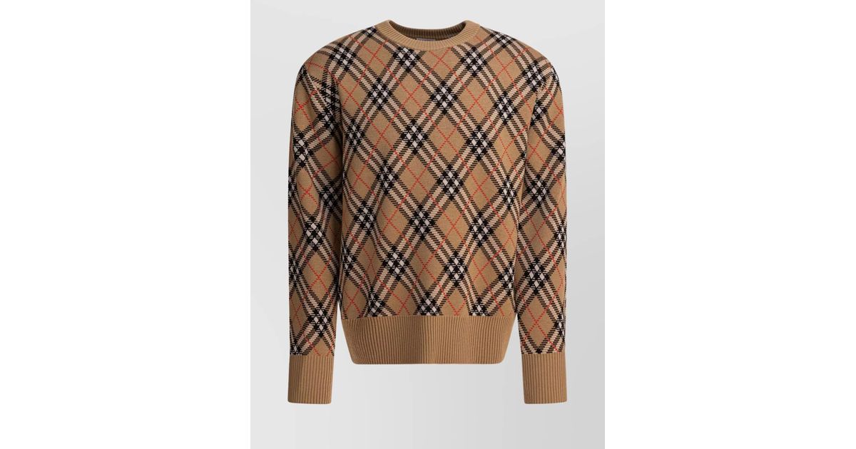 Burberry Vintage Check Crewneck Sweater in Brown for Men | Lyst UK
