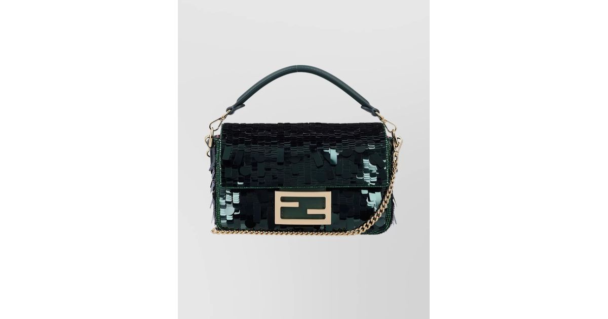Fendi Mini Bag With Sequin Embellishments And Handle in Black | Lyst