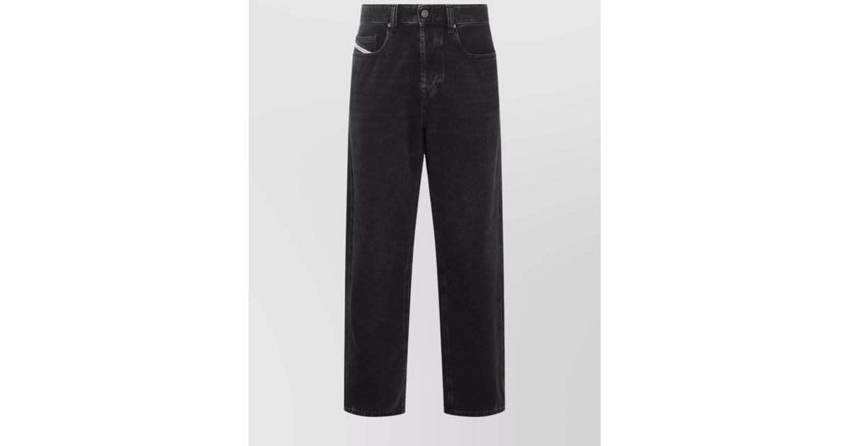 DIESEL Straight Leg Trousers Belt Loops Pockets in Black for Men | Lyst UK