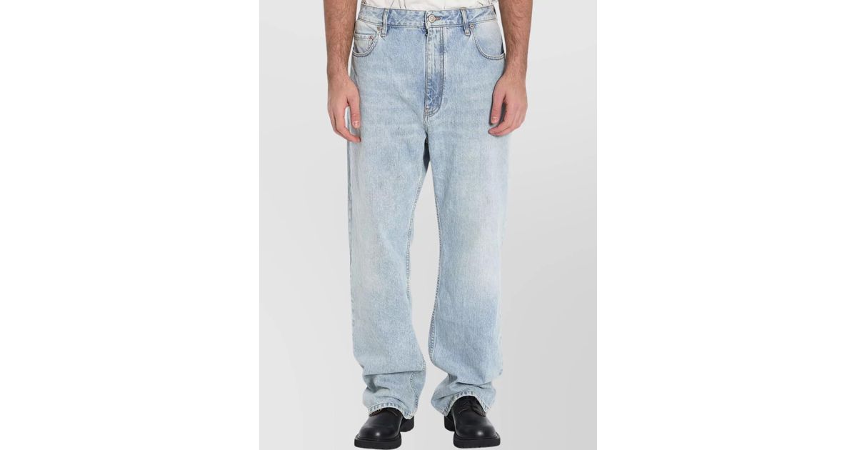 Balenciaga Wide-Leg Faded Denim Trousers With Back Pockets in Blue for ...
