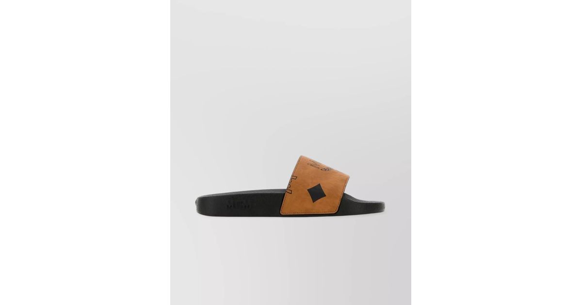 MCM Visetos Print Rubber Slides in White | Lyst