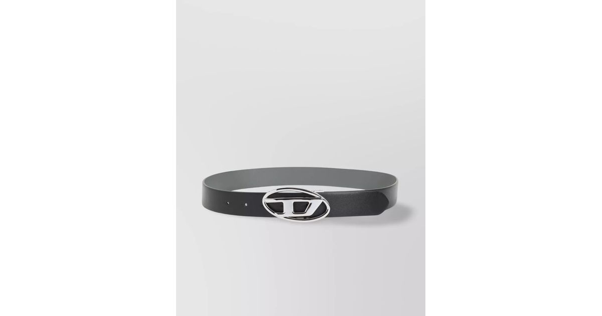 DIESEL Reversible Logo Belt Adjustable Fit Metal Buckle in Metallic | Lyst