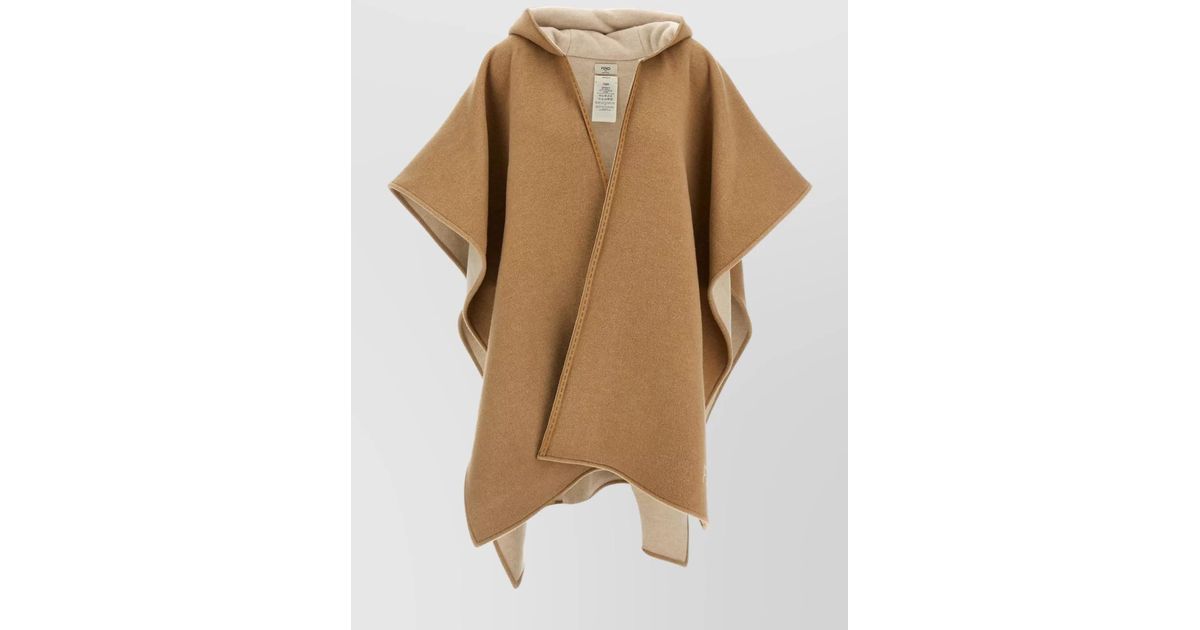 Fendi Rome Reversible Hooded Poncho With Contrast Trim in Natural | Lyst