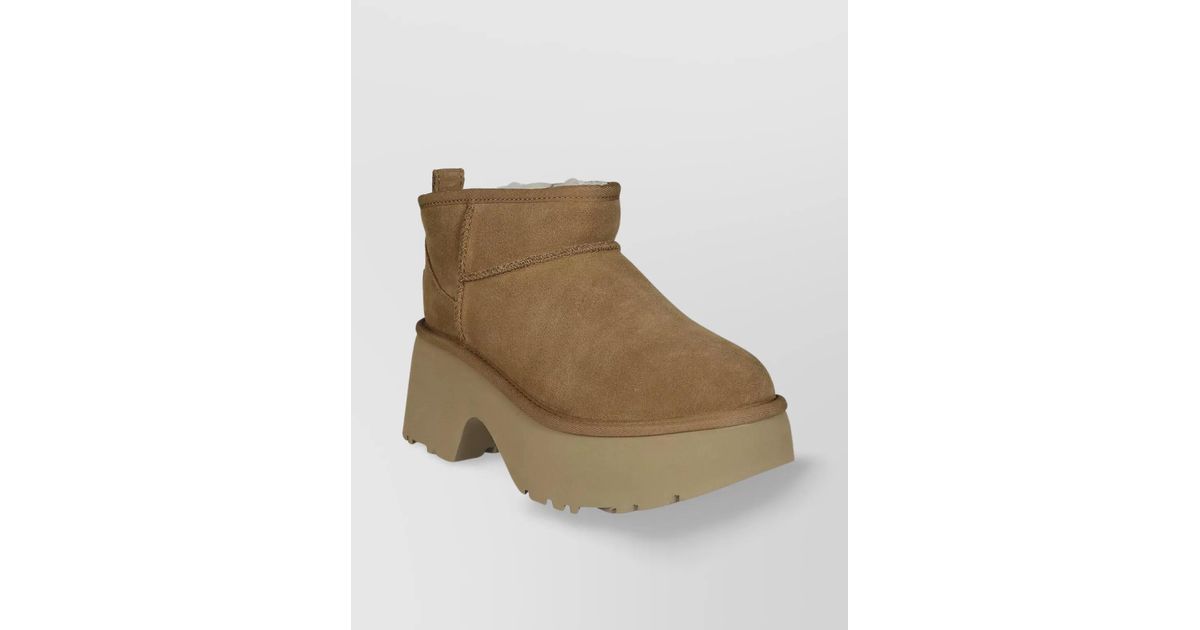 UGG Heights Ankle Chunky Platform Round in Natural | Lyst