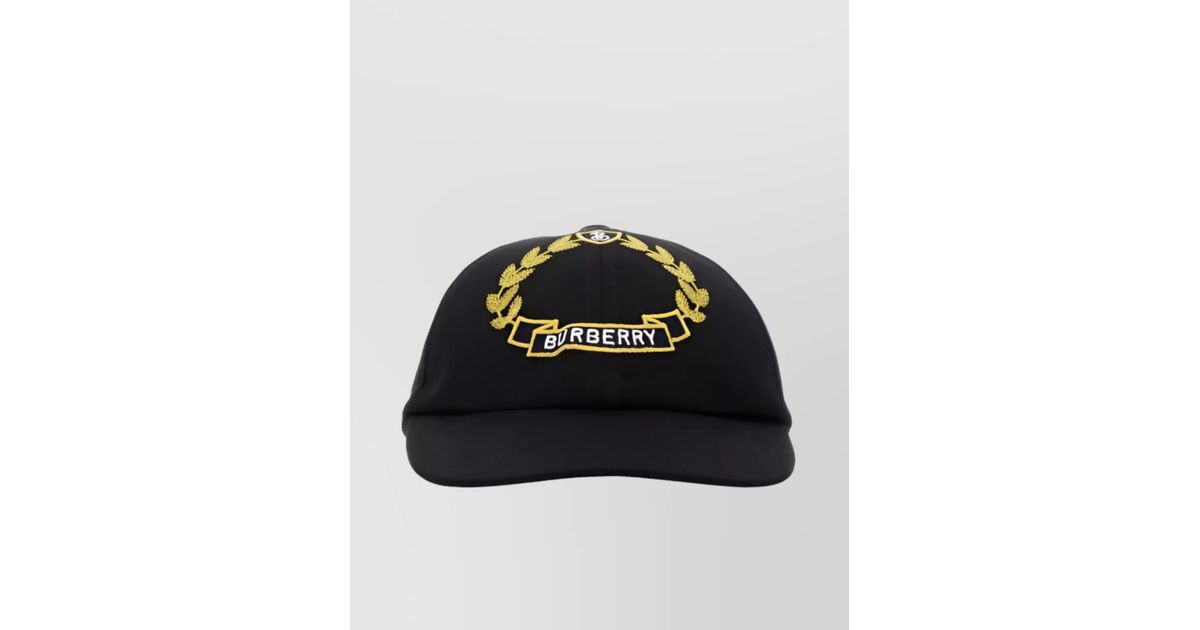 Burberry Oak Leaf Crest Embroidered Cotton Baseball Cap in Black for ...