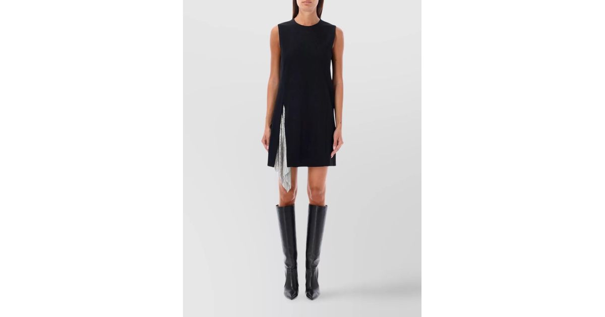 Versace A Line Mini Dress With Mesh Detail in Black | Lyst