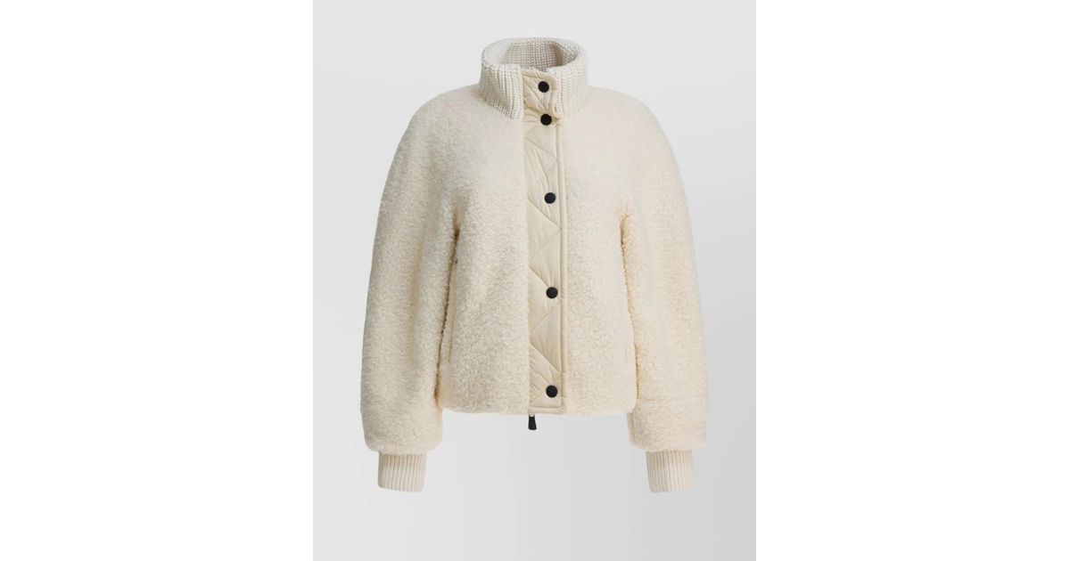 Moncler Short Puffer Jacket Ayles With High Collar in Natural | Lyst