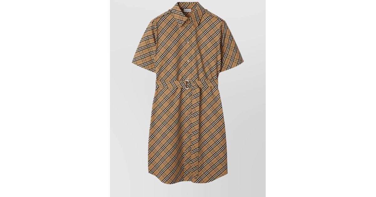 Burberry Cotton Check Shirt Dress in Natural | Lyst