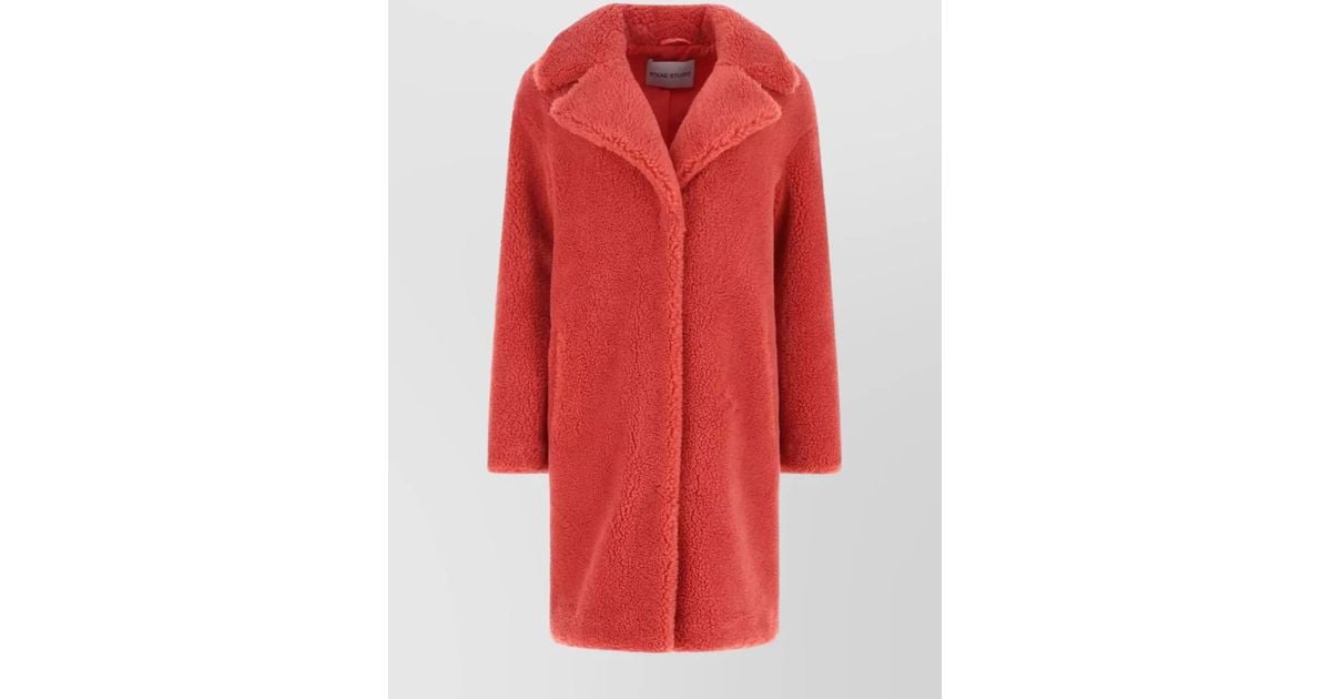 Stand Studio Notch Lapel Camille Cocoon Coat in Red | Lyst