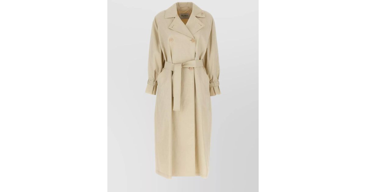 Max Mara Trench Coat Belted Back Vent Detail in Natural | Lyst