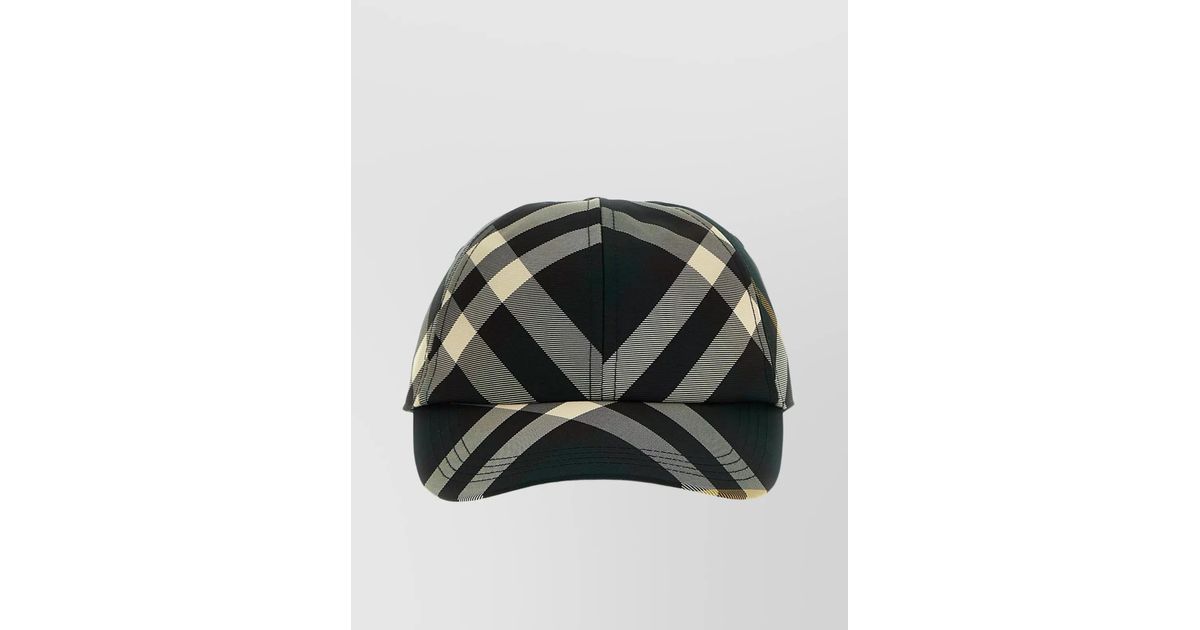 Burberry Check Pattern Curved Brim Cap in Black for Men | Lyst