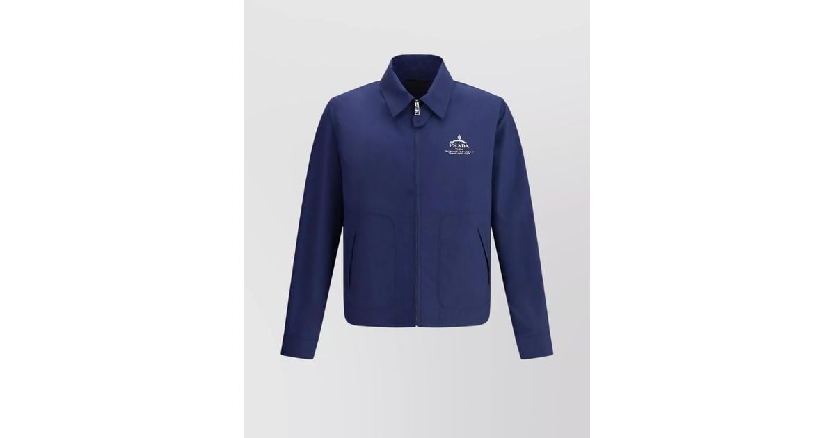 Prada Jacket Logo Adjustable Hem in Blue for Men | Lyst