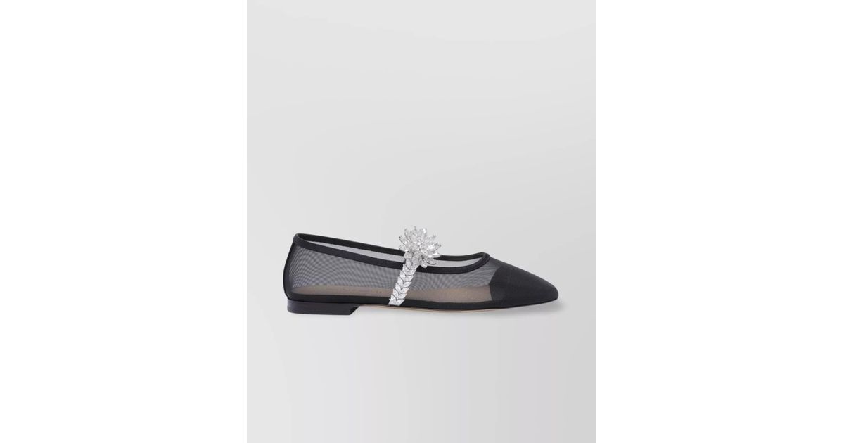 Mach & Mach Crystal Embellished Mesh Pointed Toe Flats | Lyst