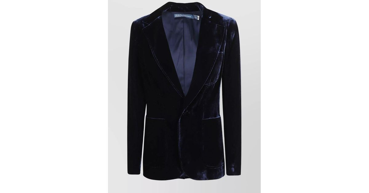 Polo Ralph Lauren Velvet Lapel Jacket Front Pockets in Blue | Lyst