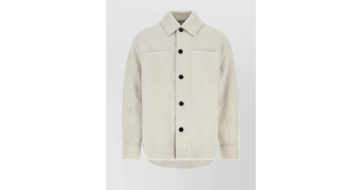 Bottega Veneta Oversize Shearling Shirt Chest Pockets in White for Men ...