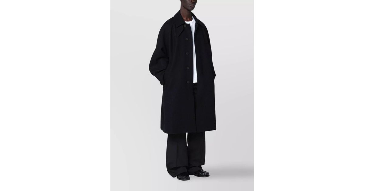 Studio Nicholson Long Wool Blend Coat With Side Pockets in Blue for Men ...