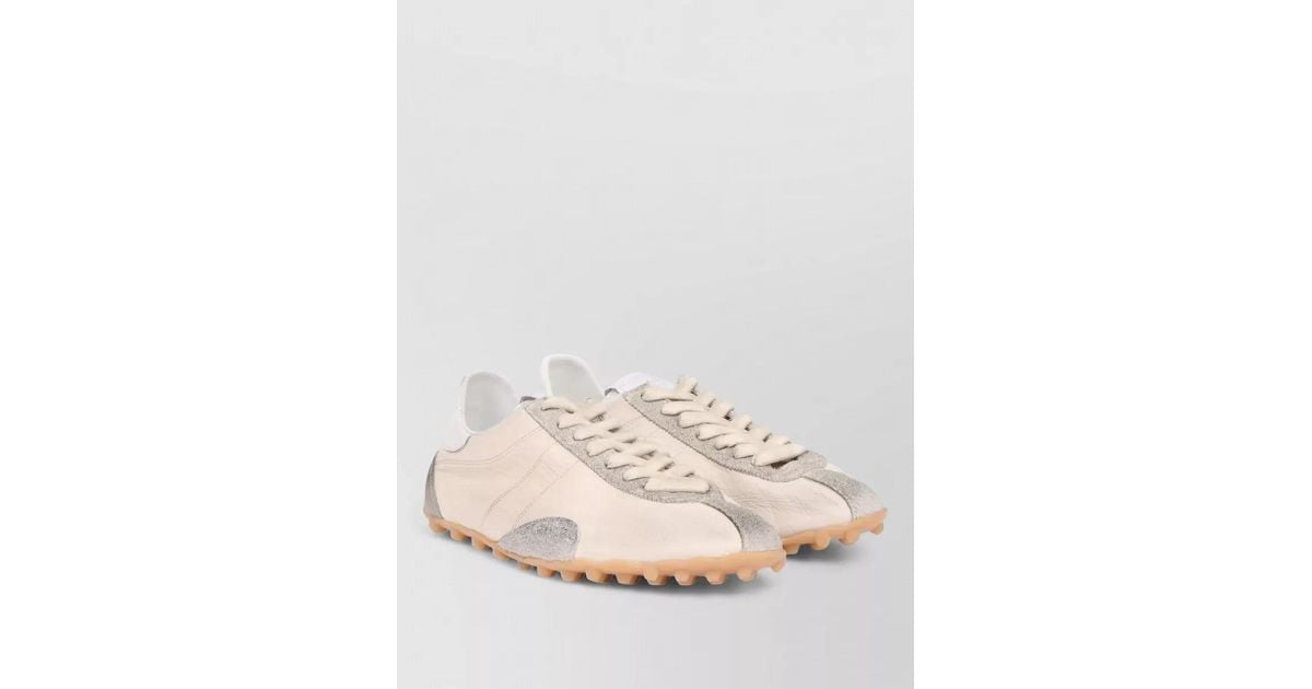 Maison Margiela Sprinters Low Top Layered Leather Sneakers in Natural ...