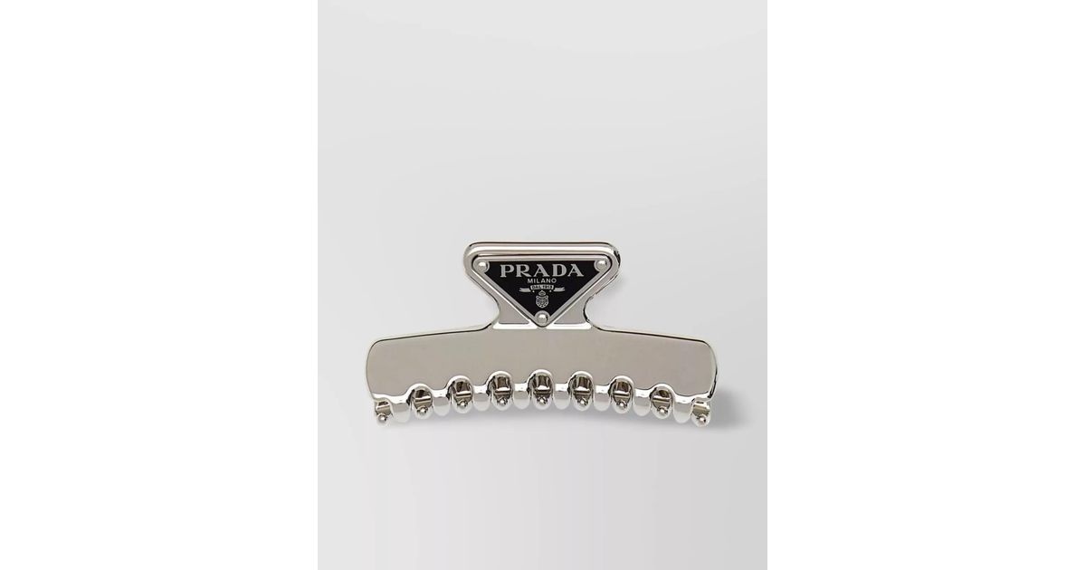Prada Metallic Hair Clip in Grey | Lyst UK
