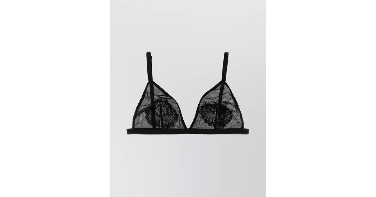 Dolce & Gabbana Sheer Lace Triangle Bra With Adjustable Straps in Black ...