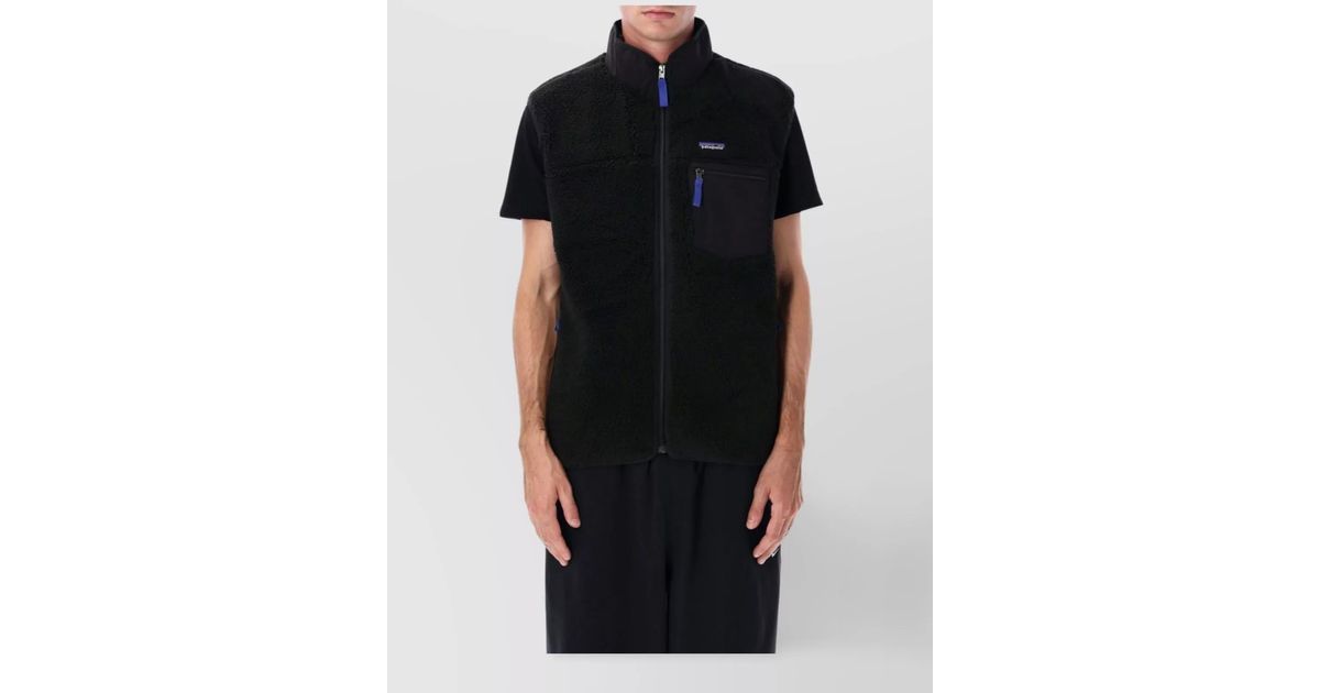 Patagonia Regular Fit Fleece Vest With Zippered Pockets in Black for ...