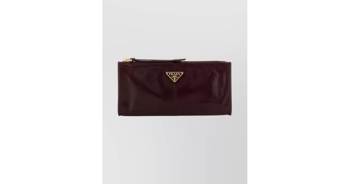 Prada Rectangular Leather Pouch For Cards And Essentials in Purple ...
