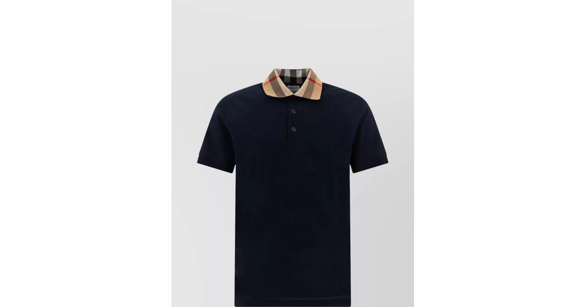 Burberry Checked Collar Polo Shirts in Blue for Men | Lyst