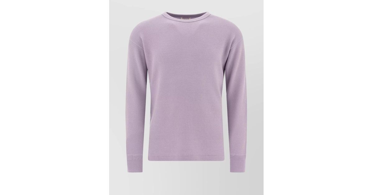 AURALEE Crew Neck Waffle Texture Sweater in Purple for Men | Lyst