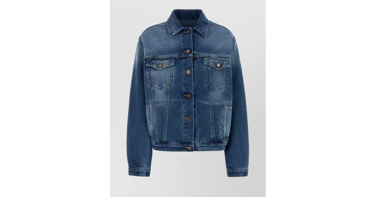 Prada Denim Jacket With Chest Pockets And Long Sleeves in Blue | Lyst