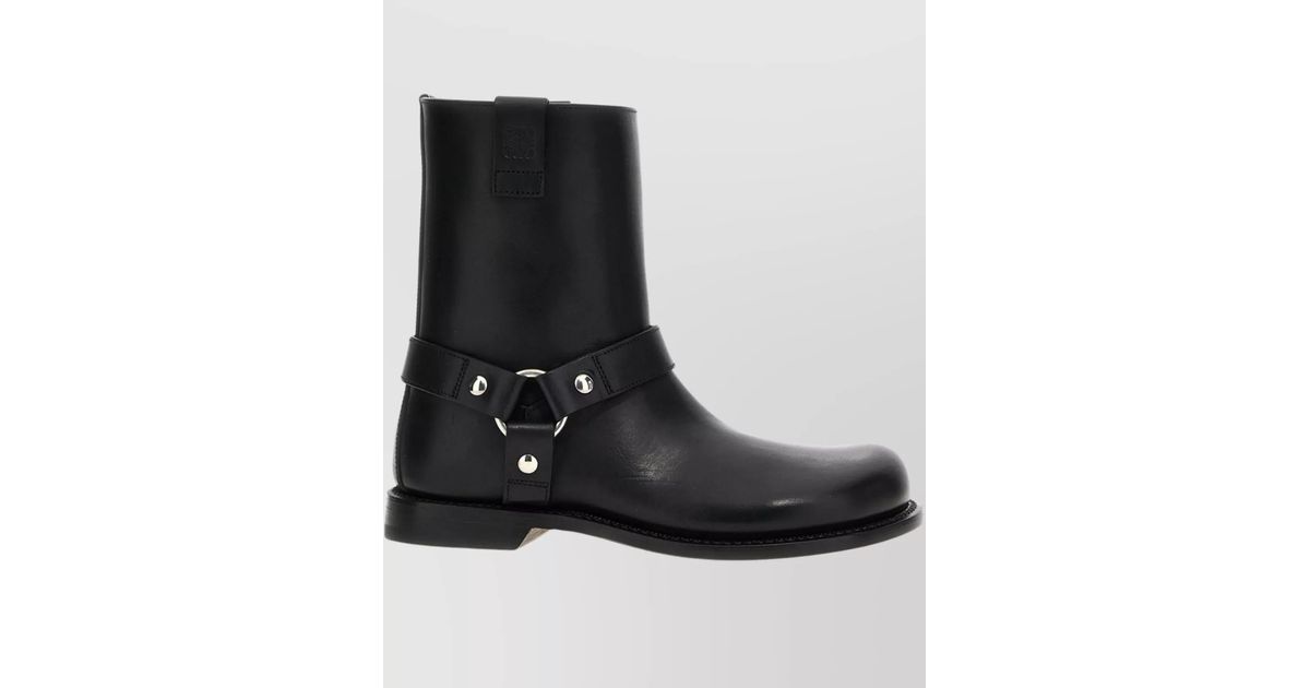 Loewe 'Biker Campo' Leather Ankle Boots in Black | Lyst