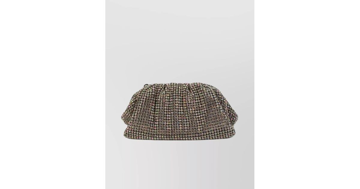 Self-Portrait Embellished Clutch Bag Gathered Detailing in Brown | Lyst