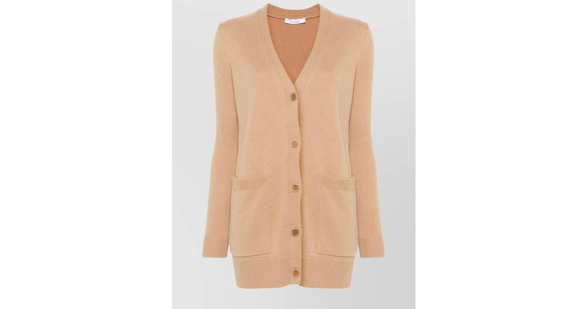 Max Mara Sequin Embellished Wool Cashmere Cardigan in Natural | Lyst