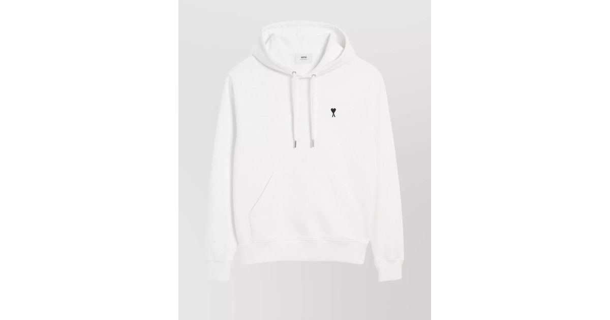 Ami Paris Hooded Sweater Kangaroo Pocket in White for Men | Lyst UK