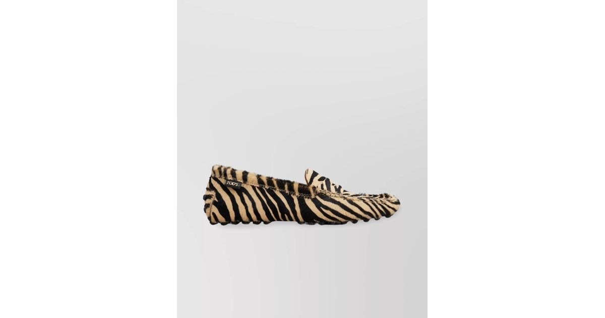 Tod's Calf Hair Zebra-Print Loafers in Metallic | Lyst UK