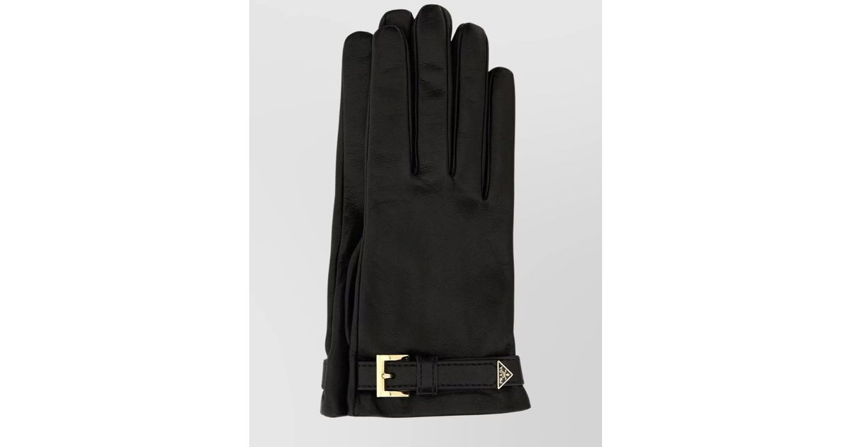 Prada Leather Gloves in Black | Lyst