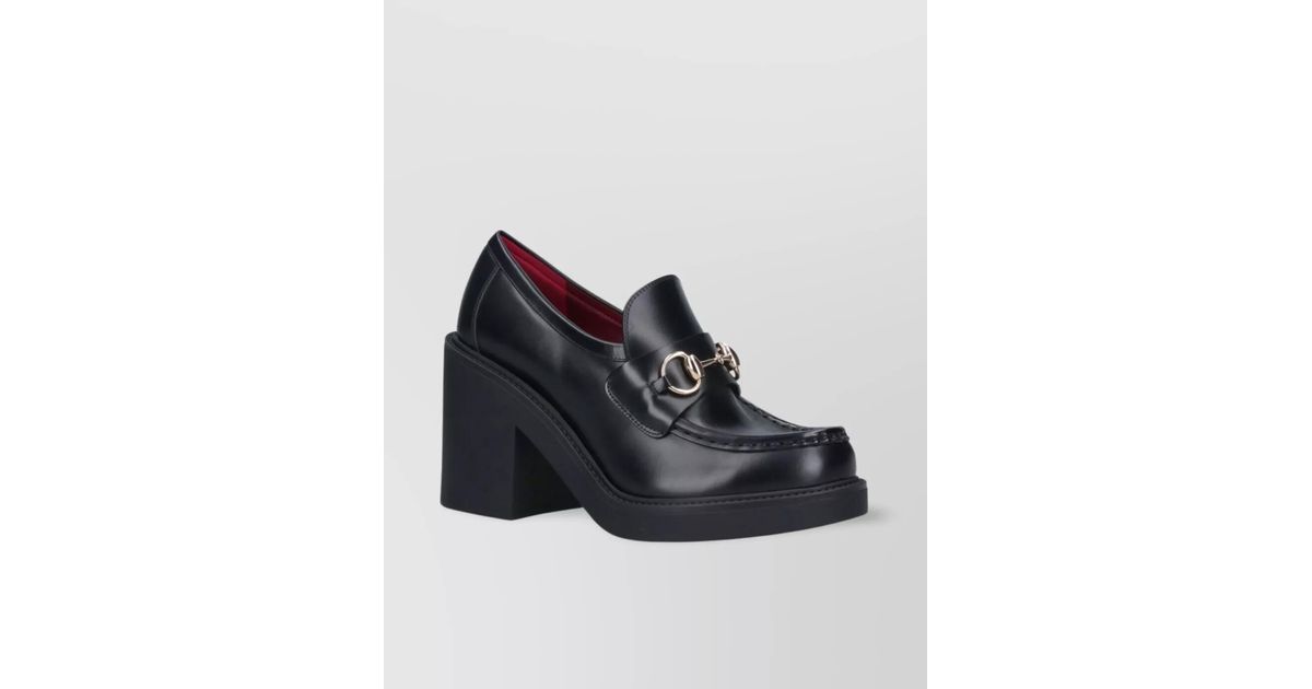 Gucci Block Heel Loafers Hardware in Blue | Lyst
