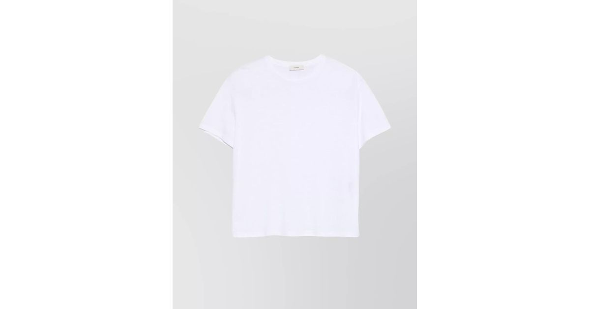 TOTEME Straight Hem Round Neck Cotton T-Shirt in White | Lyst UK