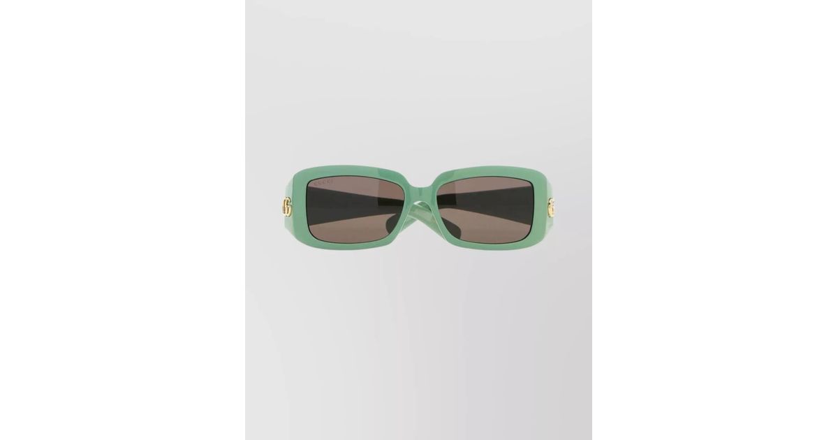 Gucci Rectangular Frame Sunglasses Dark Lenses in Green | Lyst UK