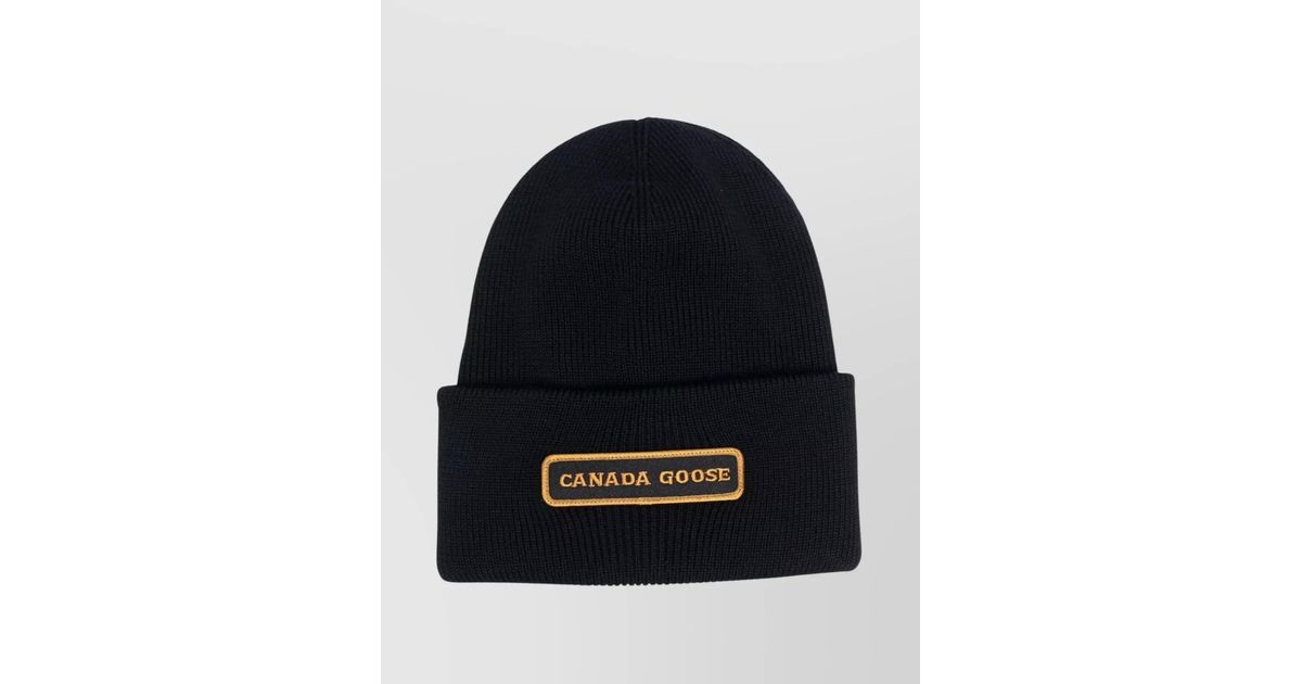 Canada Goose Ribbed Knit Folded Cuff Hats in Blue for Men | Lyst UK