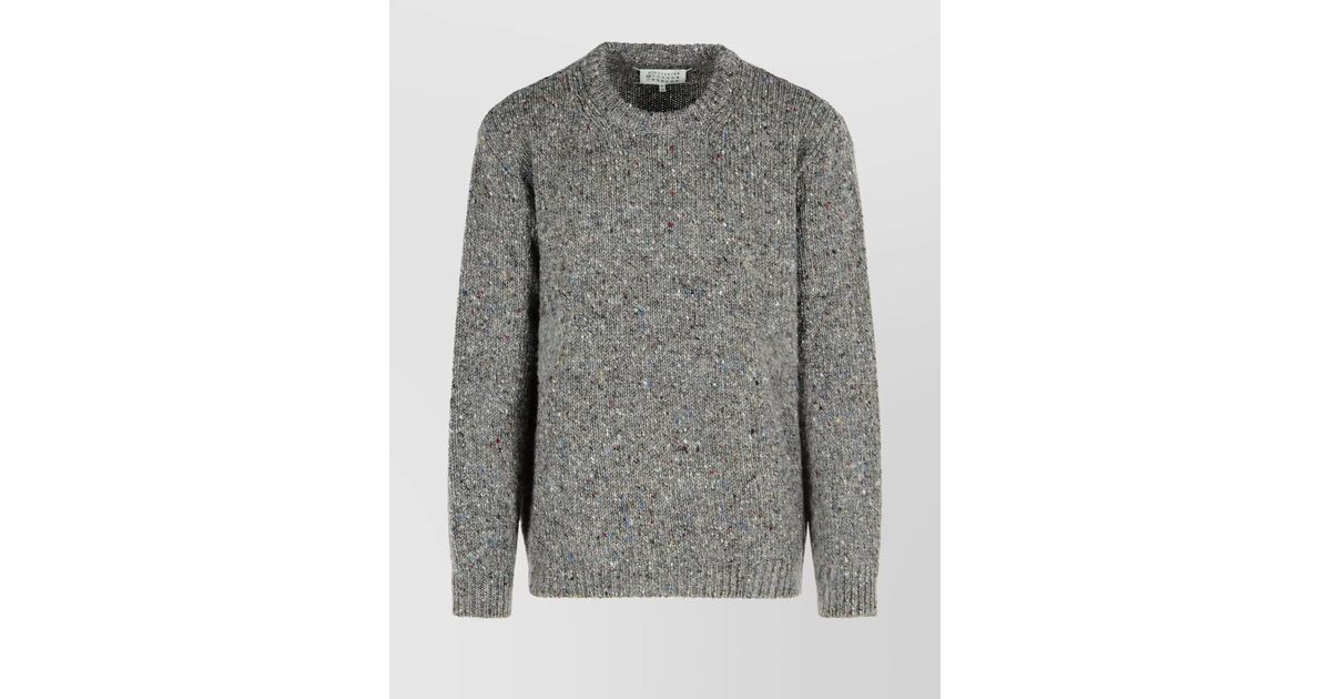 Maison Margiela Textured Knit Virgin Wool Crew Neck Sweater in Gray for ...