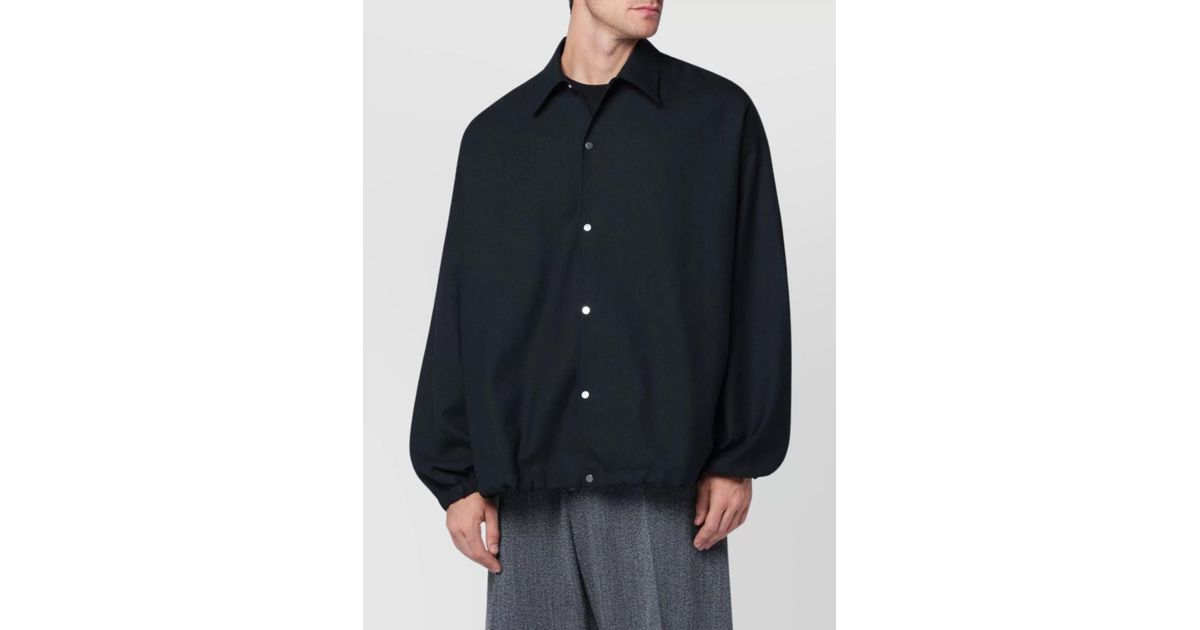 Studio Nicholson Wool Shirt With Collared Design And Elasticated Hem in ...