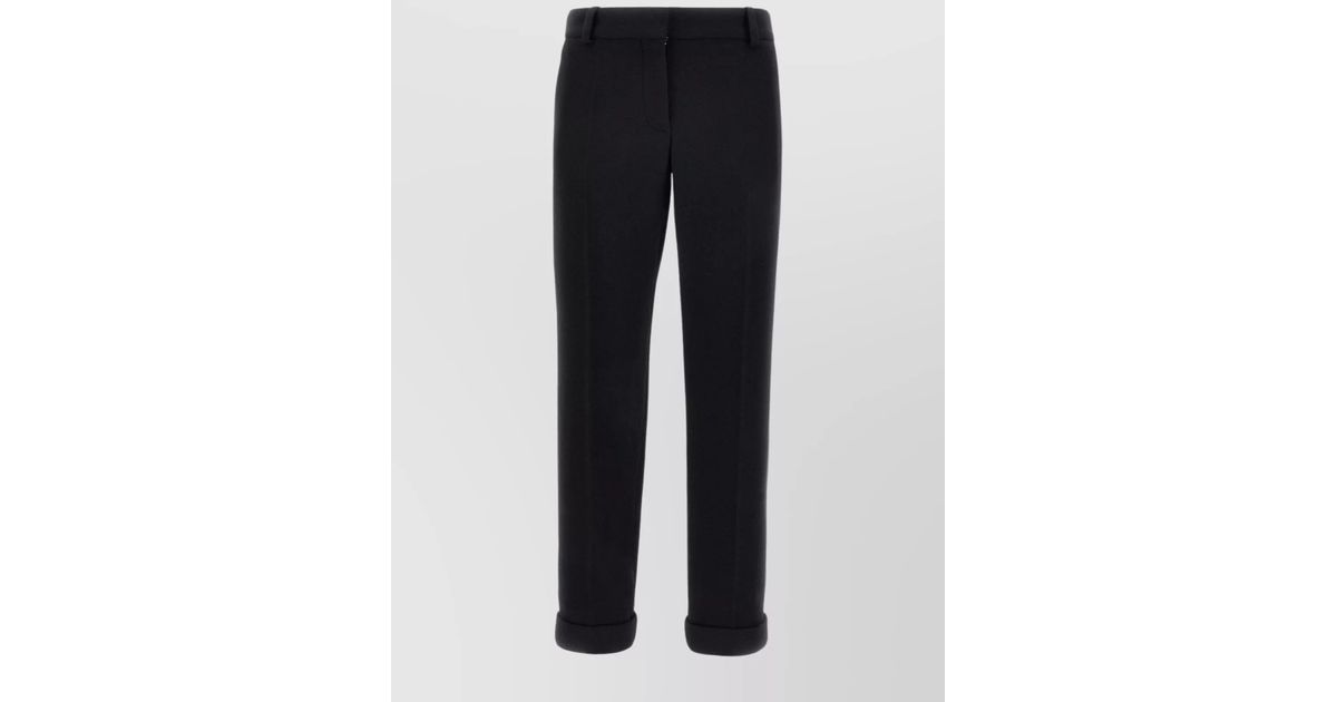 Balmain Wool Trousers With Ironed Pleats And Cuffs in Blue | Lyst UK